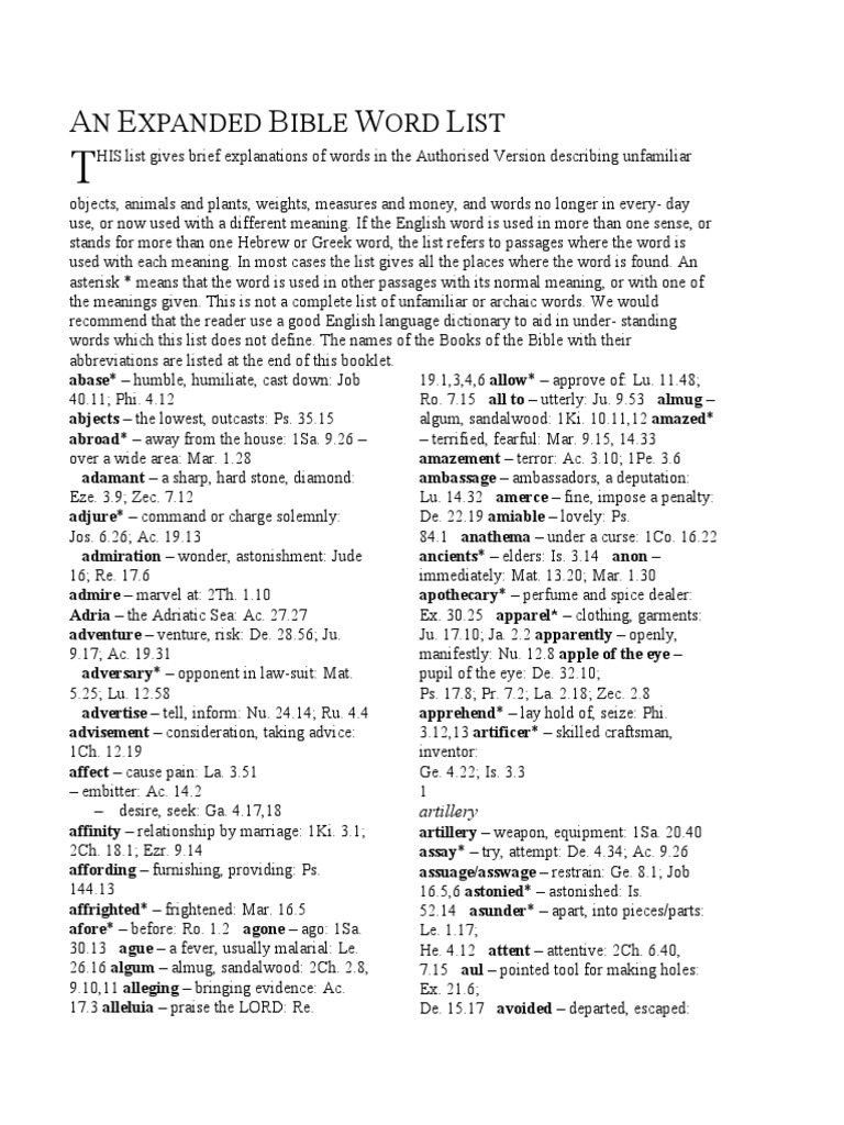 An Expanded Bible Word List | Download Free PDF | Pound (Mass) | Nature