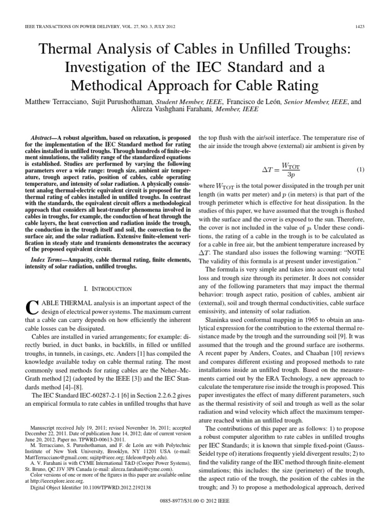 Thermal Analysis of Cables in Unfilled Troughs - Investigation of The ...