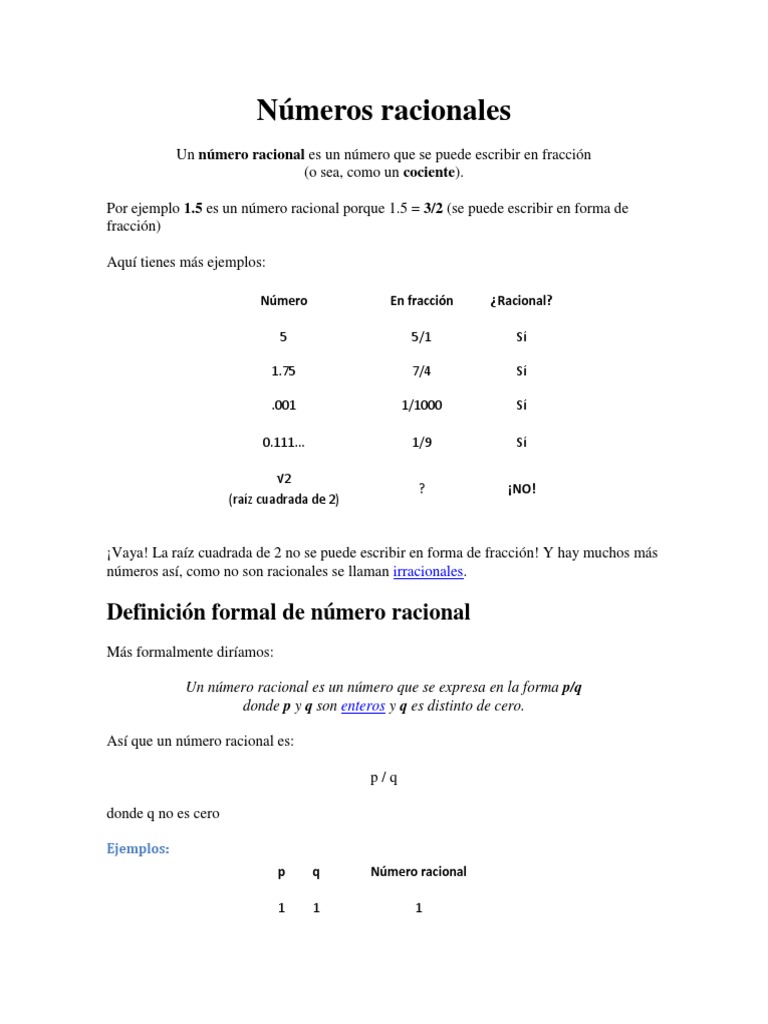 Números Racionales e Irracionales | PDF | Número racional | Raíz cuadrada