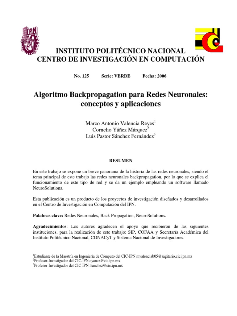 Algoritmo Backpropagation para Redes Neuronales-Conceptos y ...