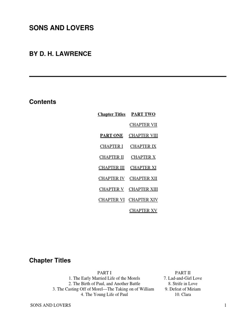 Sons and Lovers by Lawrence, D. H. (David Herbert), 1885-1930 | PDF ...