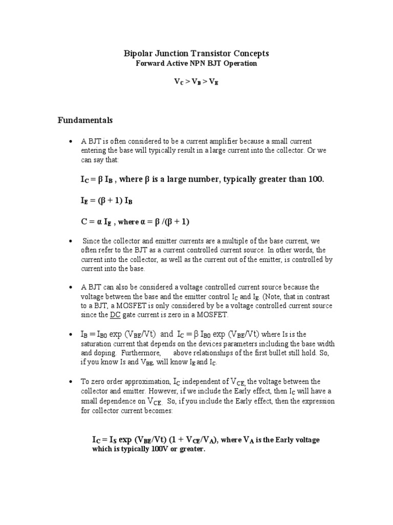 BJT Notes | PDF | Bipolar Junction Transistor | P–N Junction