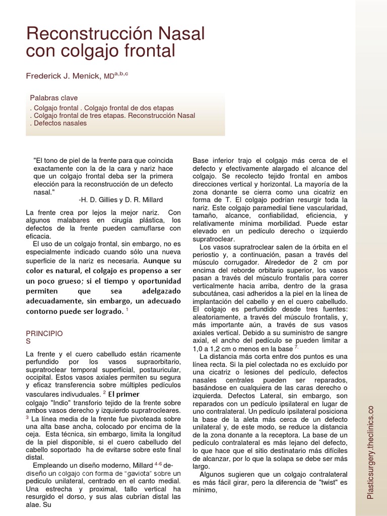 10reconstruccion Nasal Colgajo Frontal TRAD 1.1 | PDF | Cirugía ...