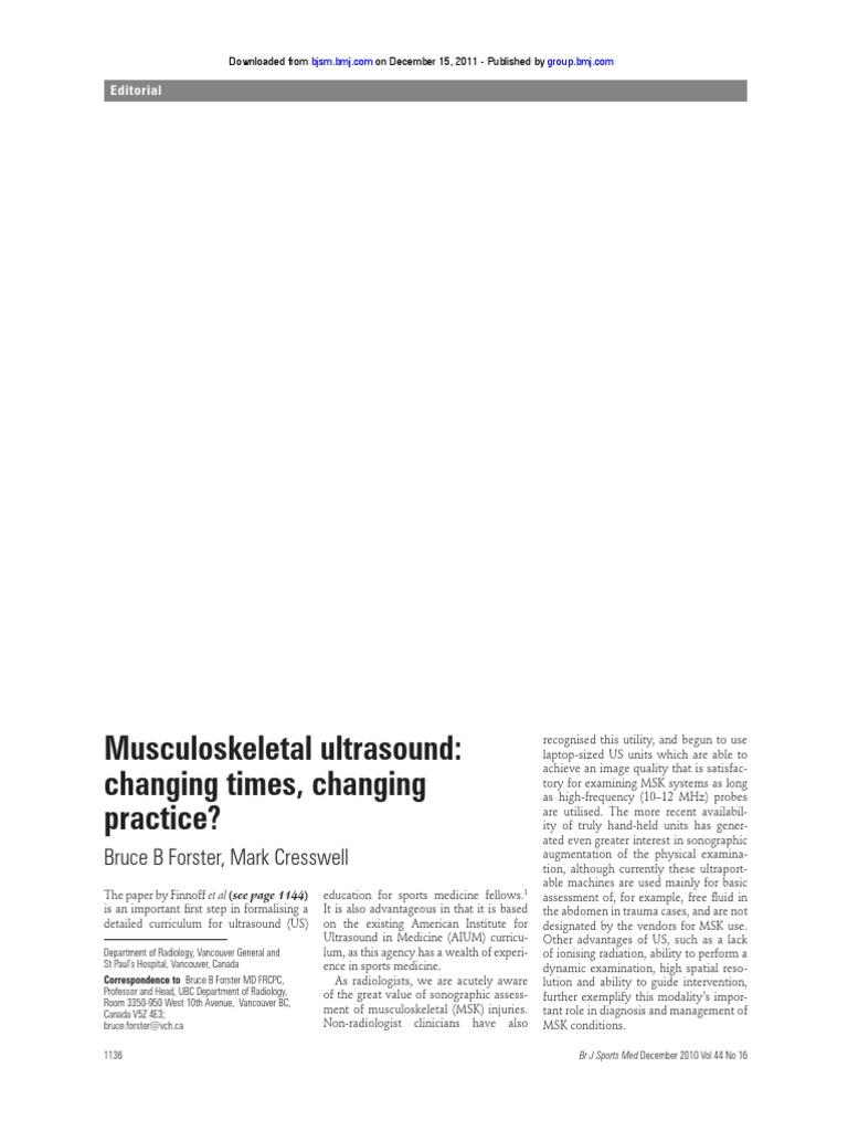 Non Rad Use of Us Bruce Forster | PDF | Radiology | Medical Imaging