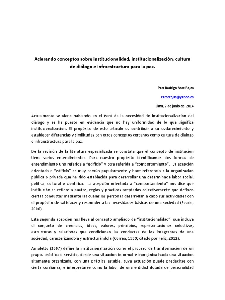 Aclarando Conceptos Sobre Institucionalidad | PDF | Sociedad | Democracia