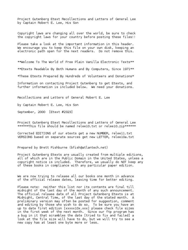 Recollections and Letters of General Robert E. Lee by Lee, Robert ...