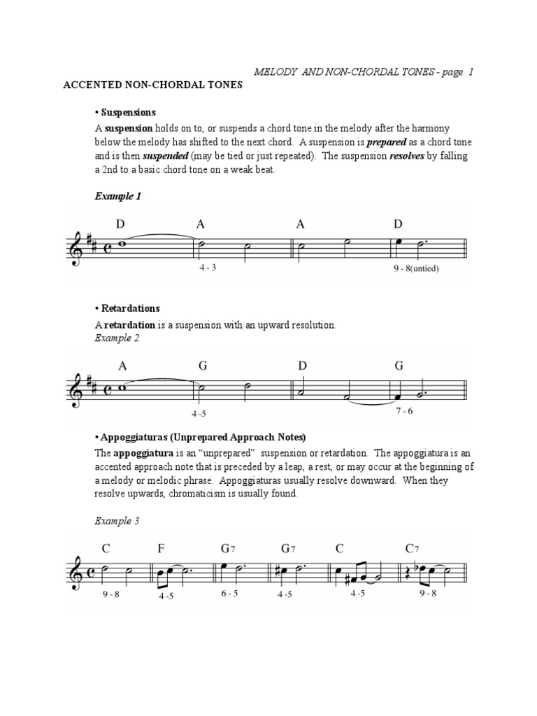 Melody and Non-Chordal Tones - Page !1 | PDF