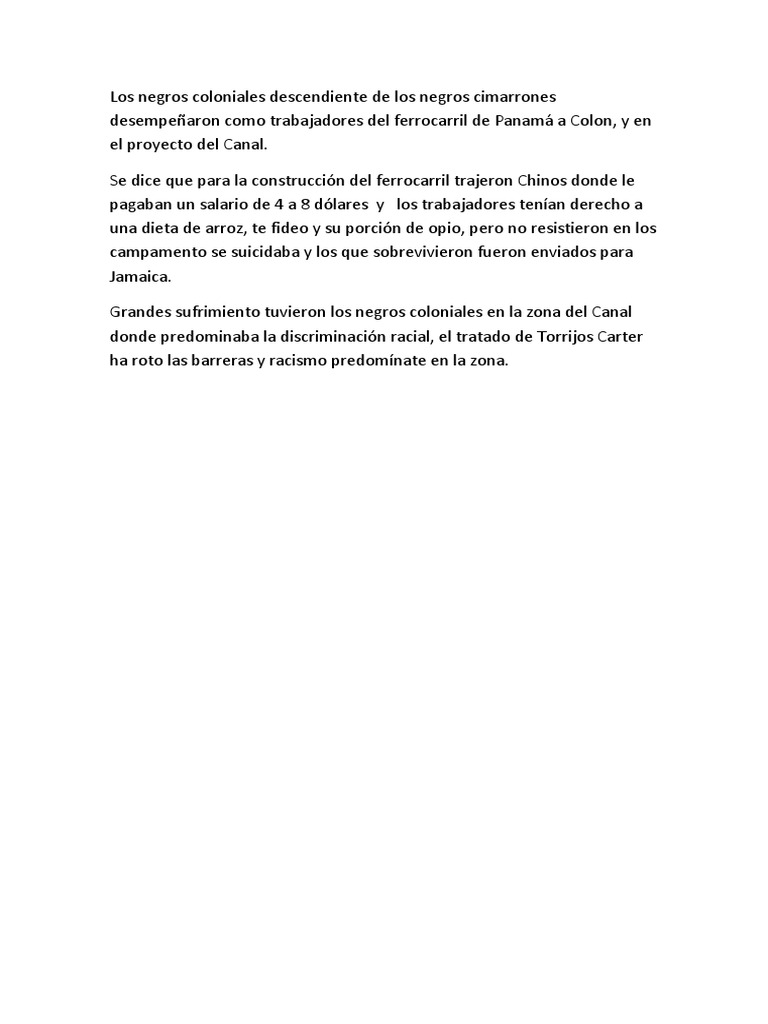 Los Negros Coloniales Descendiente de Los Negros Cimarrones ...