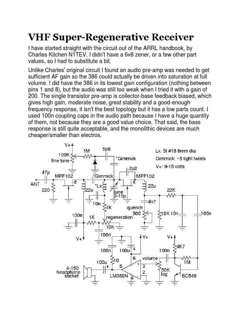 VHF Super Regenerative Receiver | PDF | Frequency Modulation | Electronic Circuits