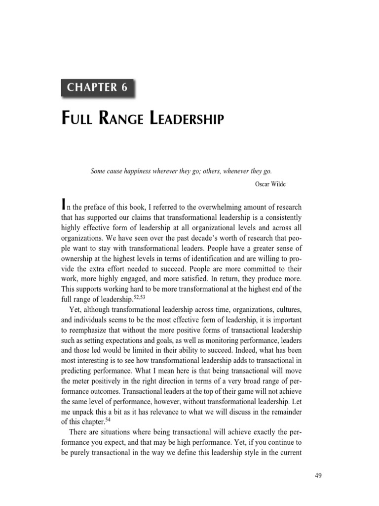 Full Range Leadership Chap6 | PDF | Transformational Leadership ...