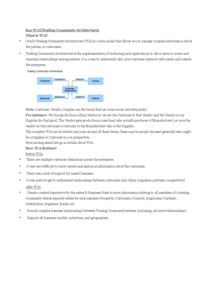 Overview of TCA in Oracle R12 | PDF | Data Model | Computing
