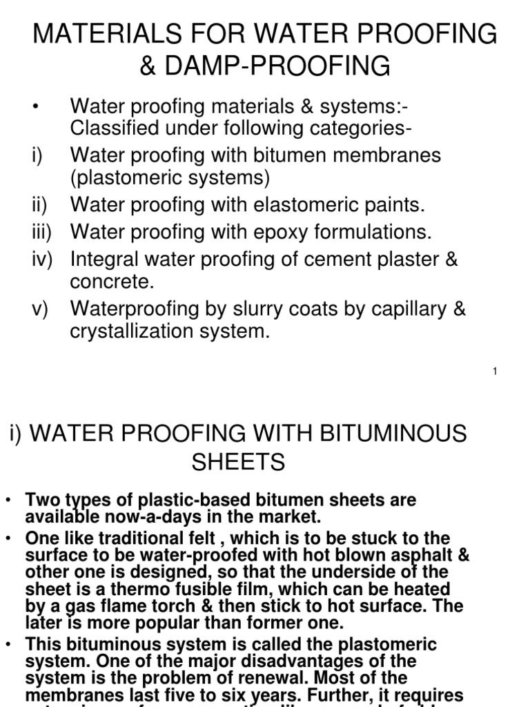 Waterproofing and Damp Proofing Materials | PDF | Asphalt | Concrete