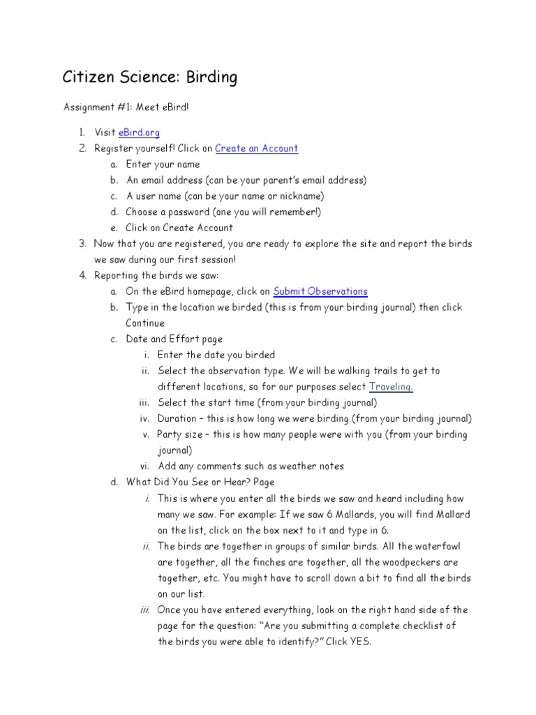 eBird Registration & Reporting Guide | PDF | Birdwatching | World Wide Web