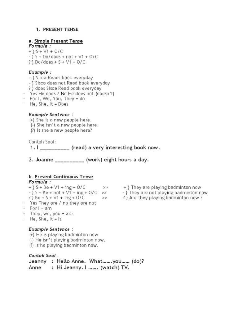 English Tense Formulas Guide | PDF | Grammatical Tense | Verb
