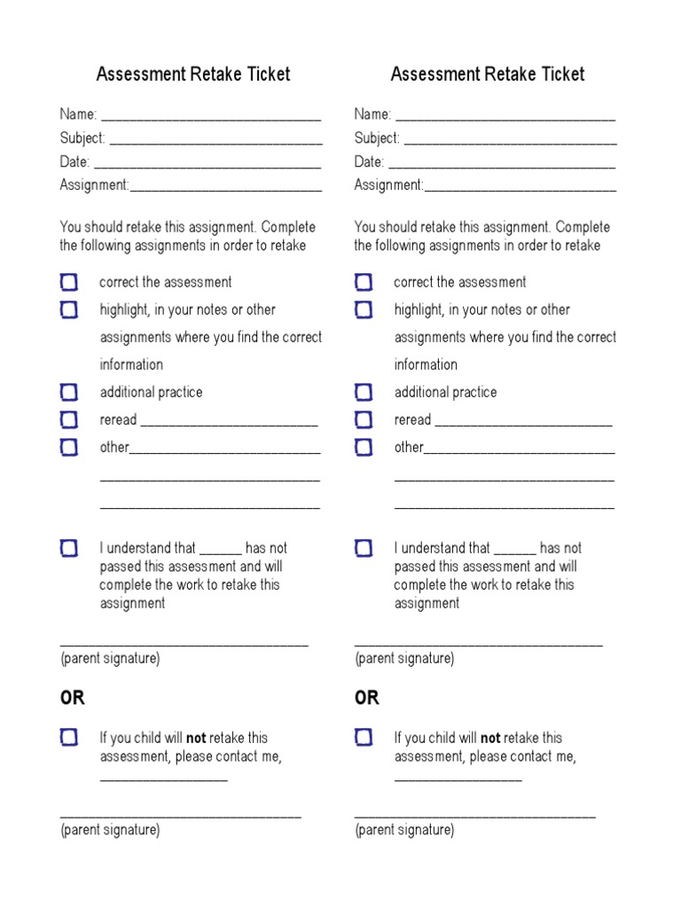 Assessment Retake Form Template | PDF | Career & Growth