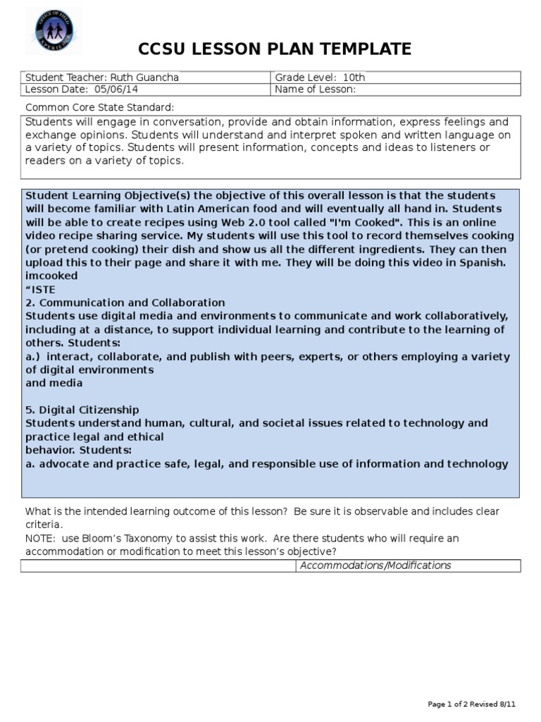 Lesson Plan Edt | PDF | Restaurants | Lesson Plan