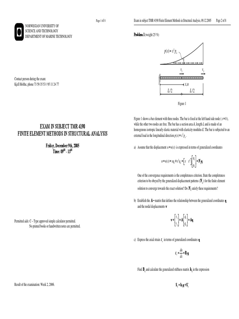 FEM Exam With Solution | Download Free PDF | Finite Element Method ...