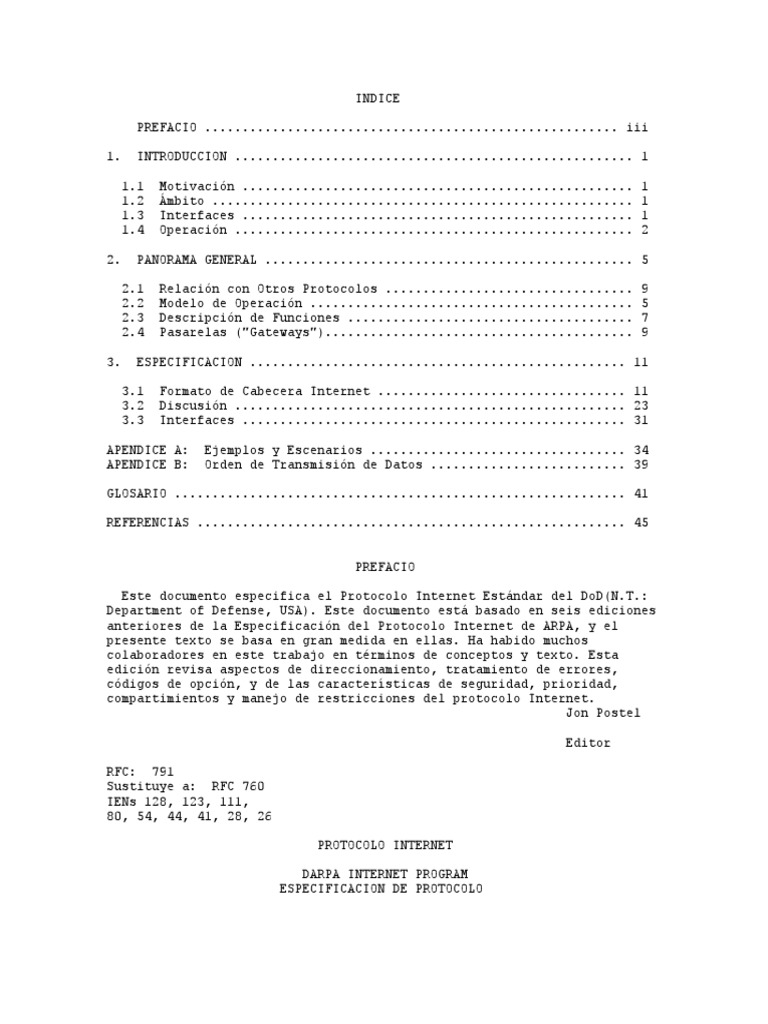 RFC 791 | PDF | Protocolos de internet | Puntero (Programación de computadora)