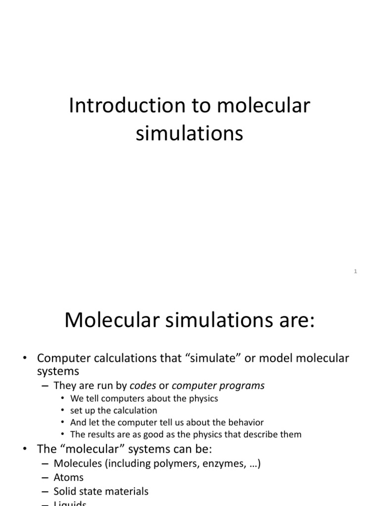 Overview of Molecular Simulations | PDF | Density Functional Theory ...
