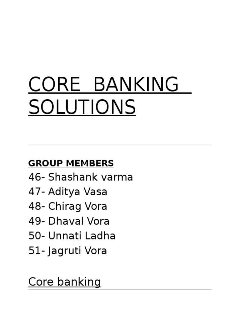 Overview of Core Banking Solutions | PDF | Banks | Financial Services
