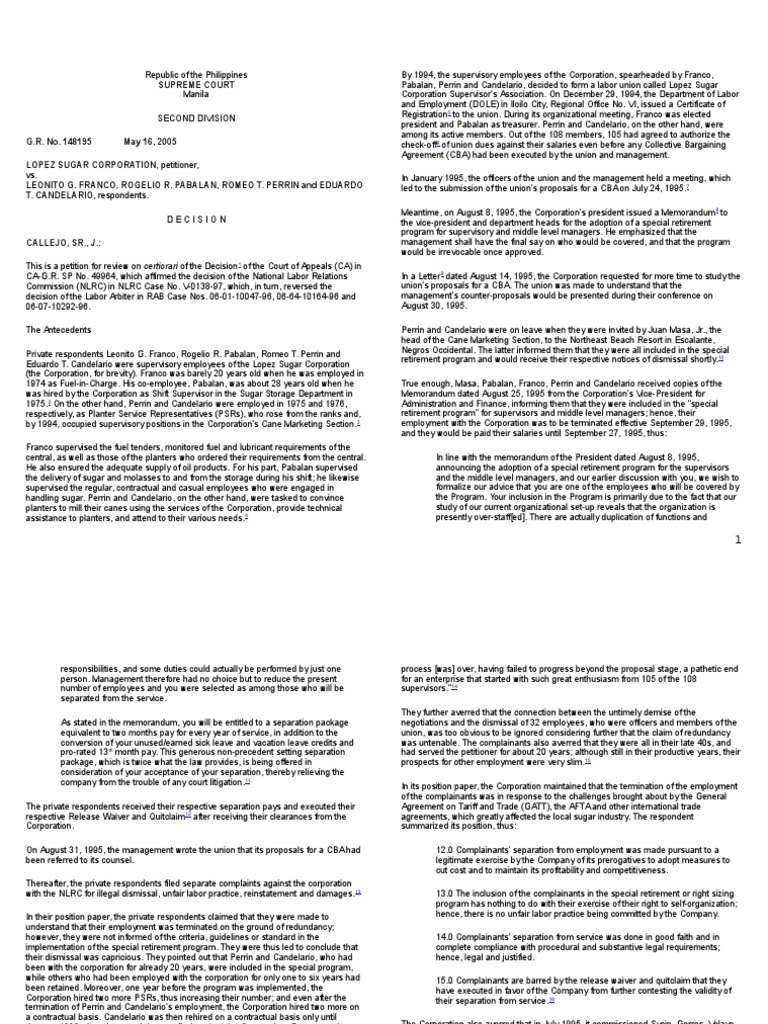 Lopez Sugar Corp. v. Franco (2005) | PDF | Virtue | Public Law