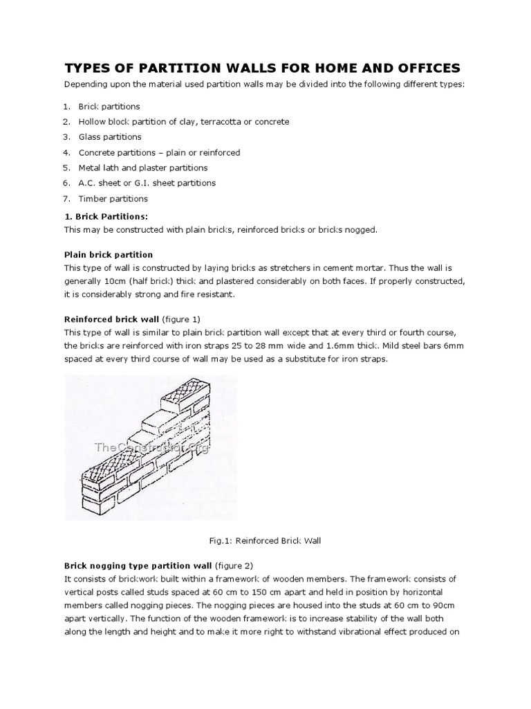 Types of Partition Walls For Home and Offices | PDF | Wall | Brick