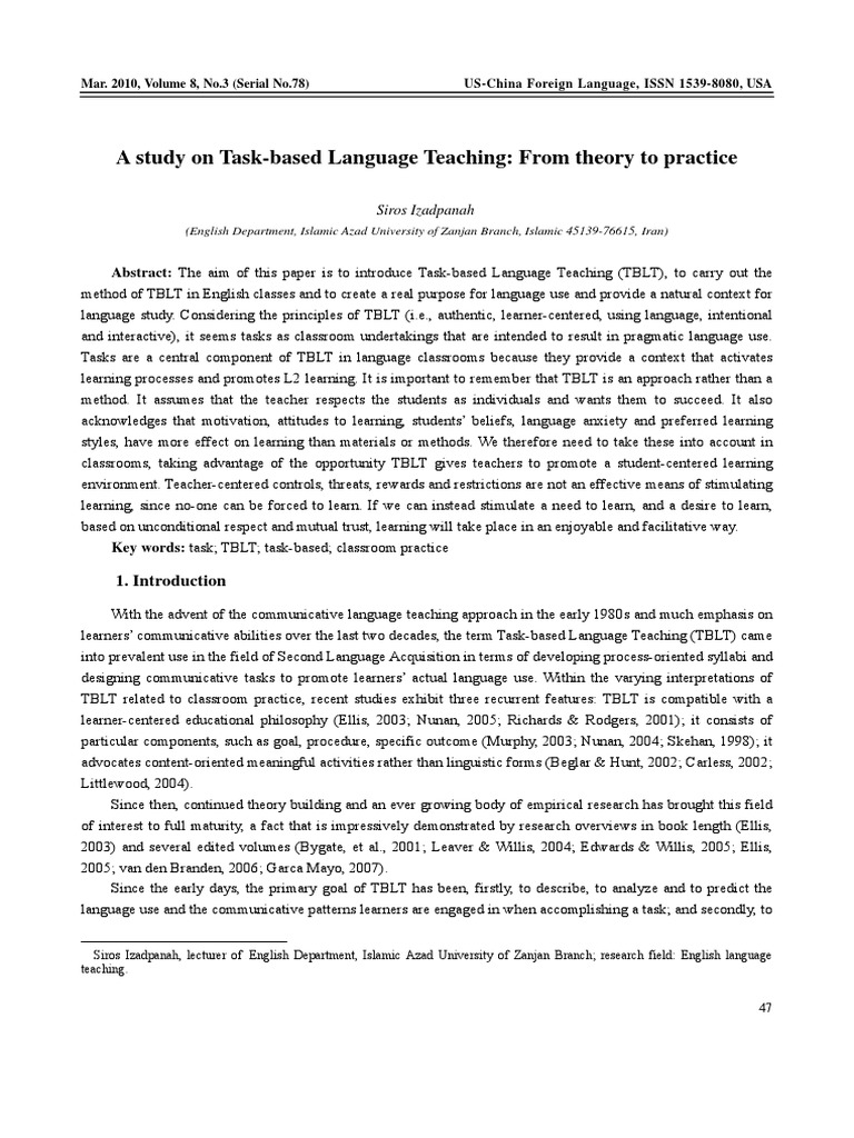 Task-Based Language Teaching PDF | PDF | Second Language | Second ...