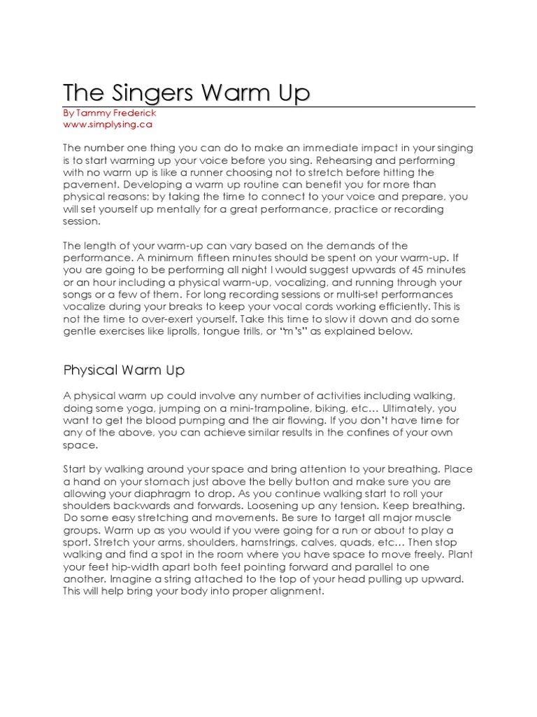 The Singers Warm Up | PDF | Singing | Leisure
