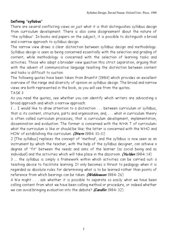 Defining the Syllabus: Exploring Narrow and Broad Approaches to ...