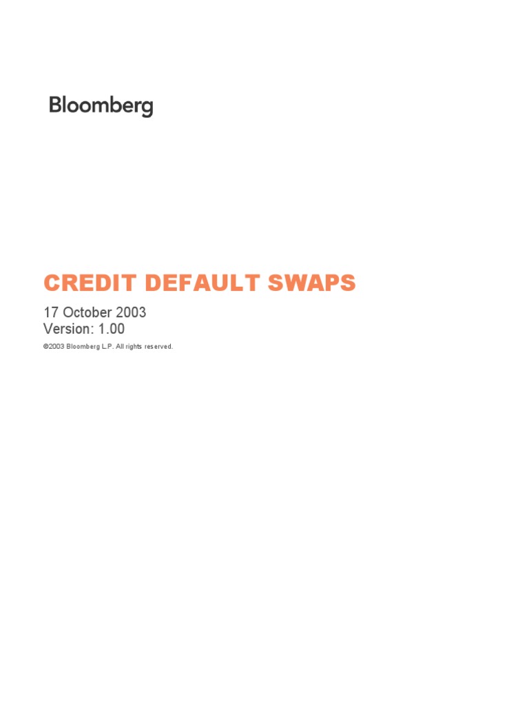 (Bloomberg) Credit Default Swaps | PDF | Credit Default Swap | Bonds ...