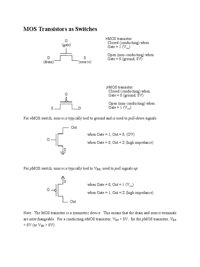 MOS Transistors and CMOS Inverters | PDF | Mosfet | Field Effect Transistor