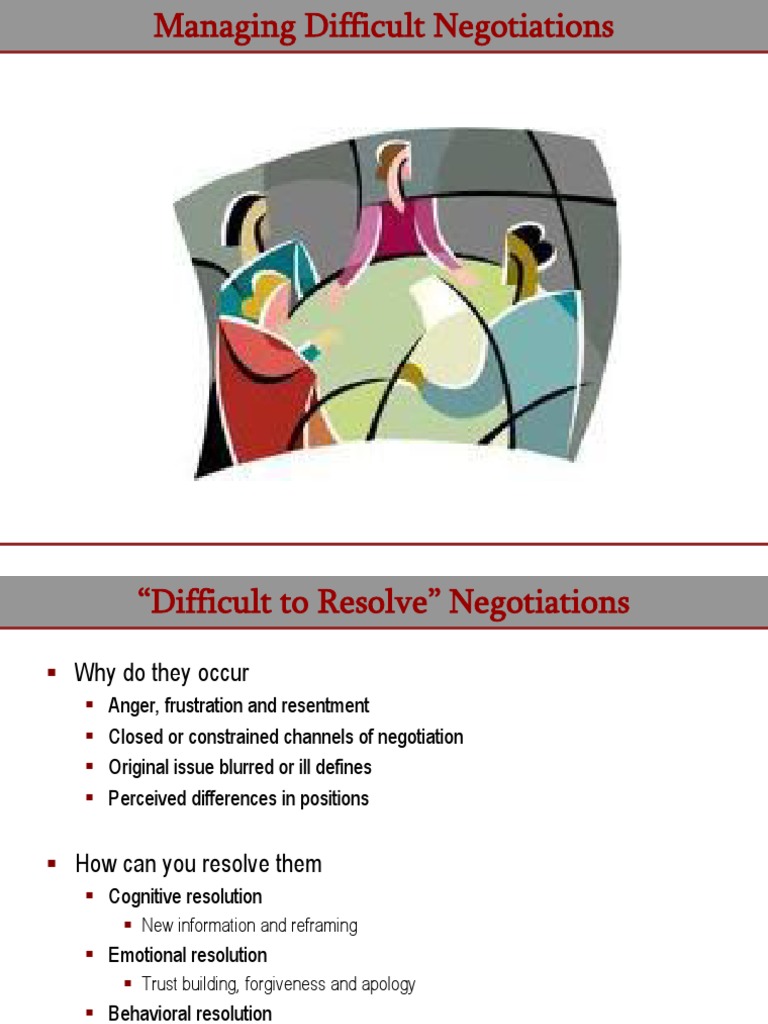 Managing Difficult Negotiations | PDF | Negotiation | Psychological ...