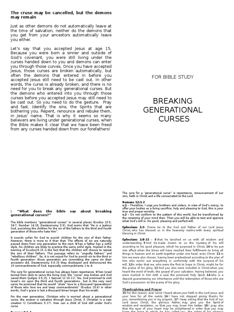 Breaking Generational Curses in Christ | PDF | Sin | Salvation