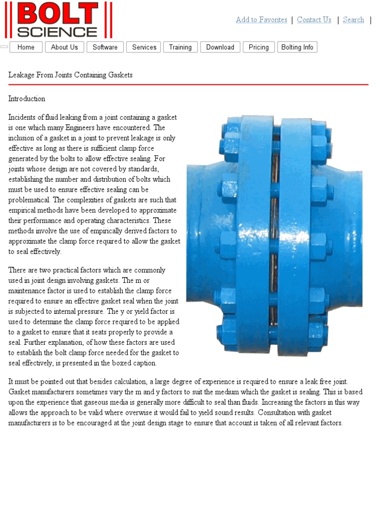 Leakage From Joints Containing Gaskets | PDF | Screw | Mechanical ...