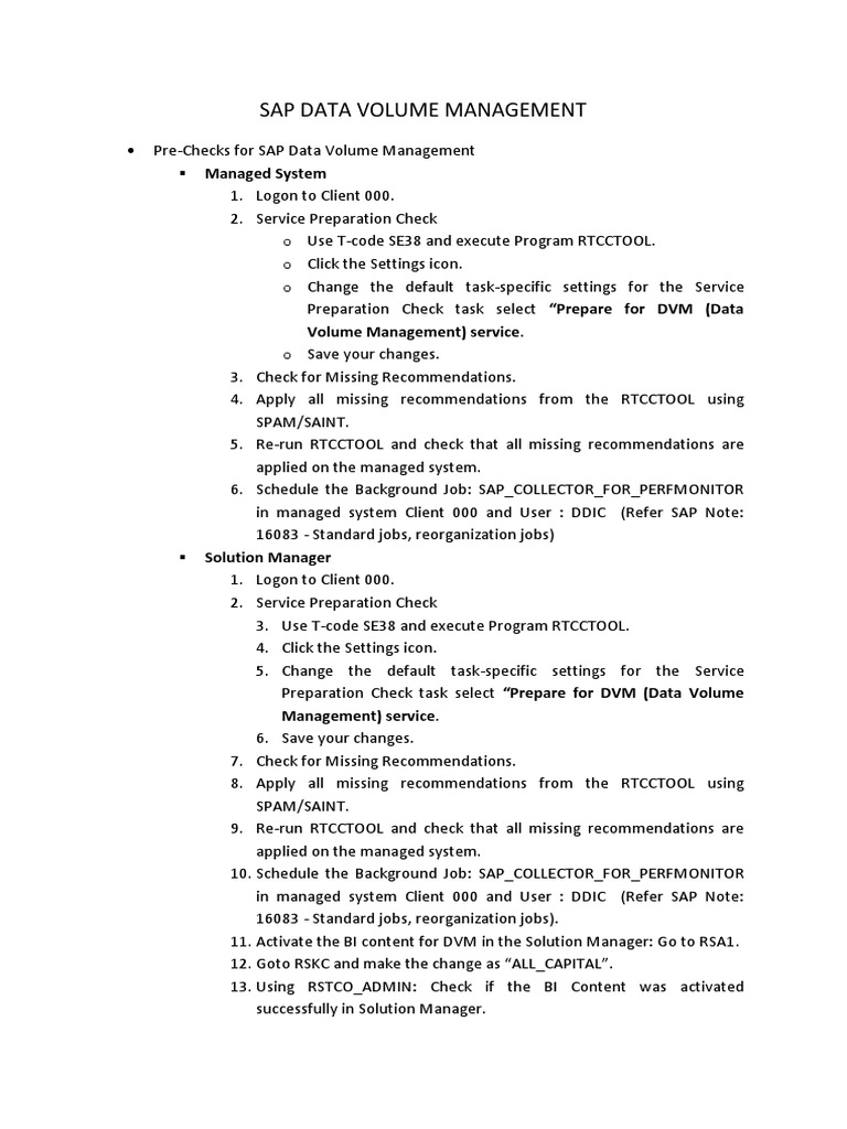 Sap Data Volume Management (Managedsystemconfig) | PDF | Computing ...