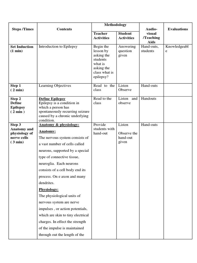 Epilepsy Lesson Plan (2)[1] | Neuron | Action Potential