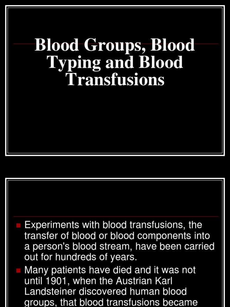 Blood Groups, Blood Typing and Blood Transfusions | PDF | Blood Type ...
