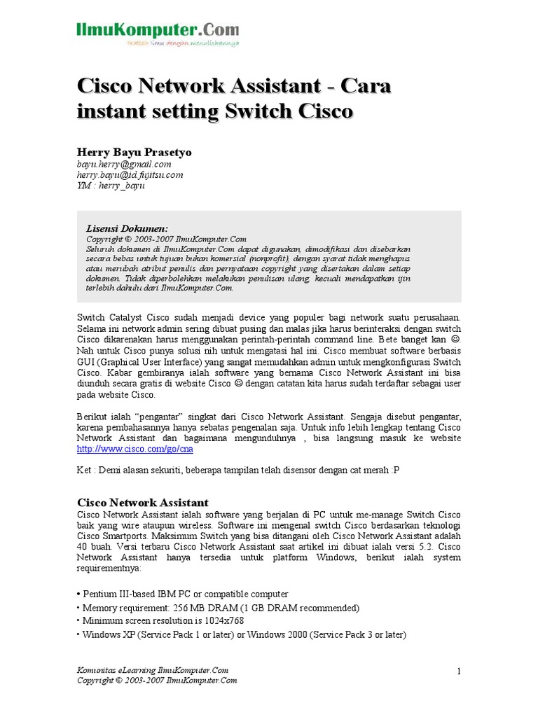 Cisco Network Assistant - Cara Instant Setting Switch Cisco | PDF