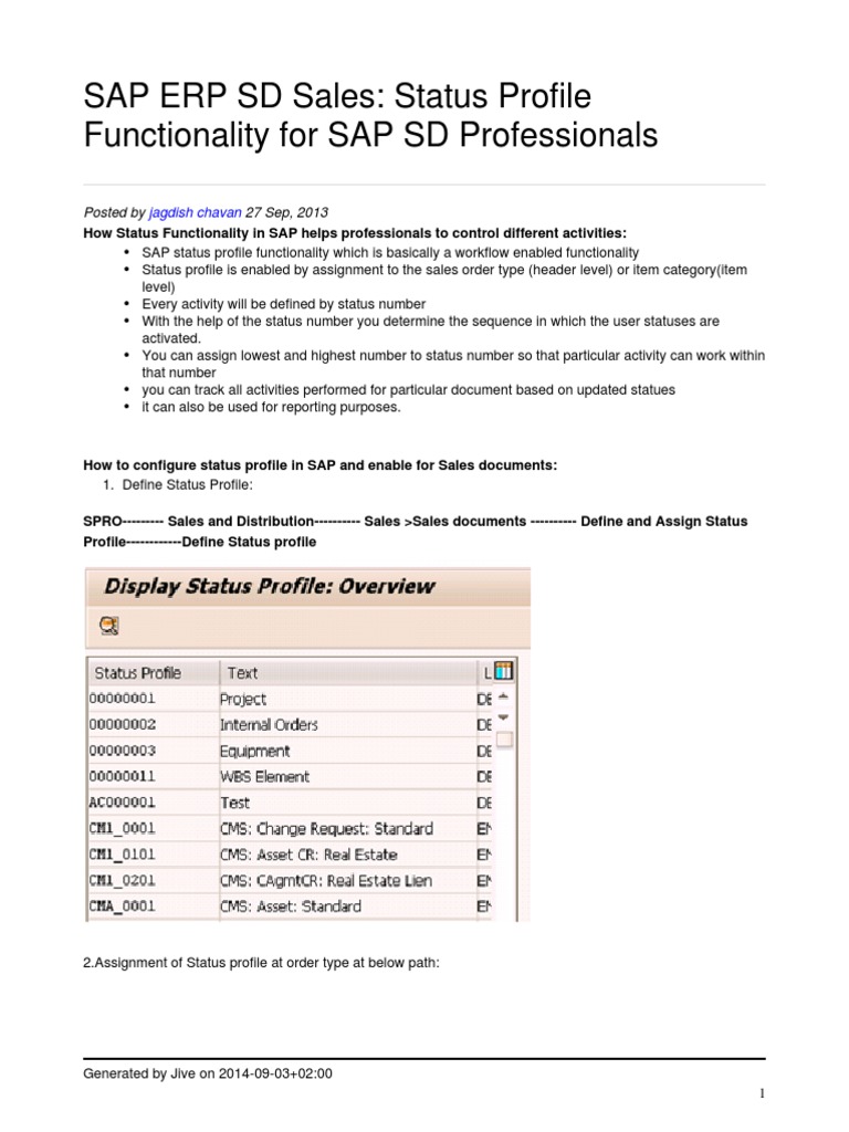SAP SD Status Profile Configuration Guide | PDF | Information ...