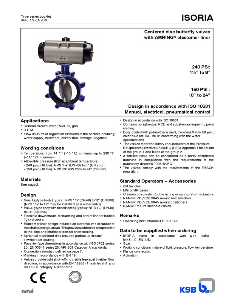 AMRI ISORIA Broad Market Type Series Booklet Data | PDF | Screw | Valve