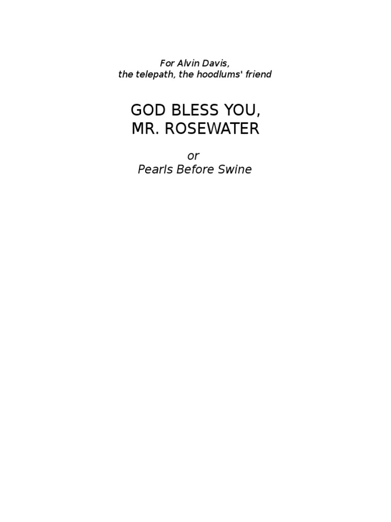 God Bless You, Mr. Rosewater | PDF | Business