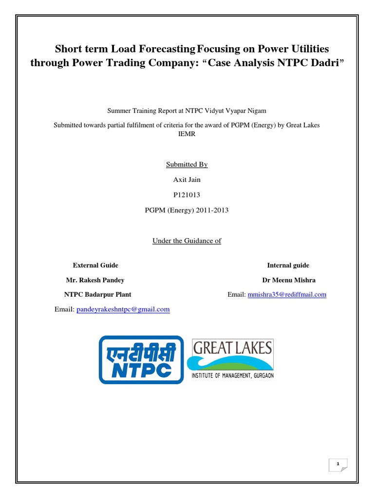 Load Forecasting for Power Utilities | PDF | Weather Forecasting ...