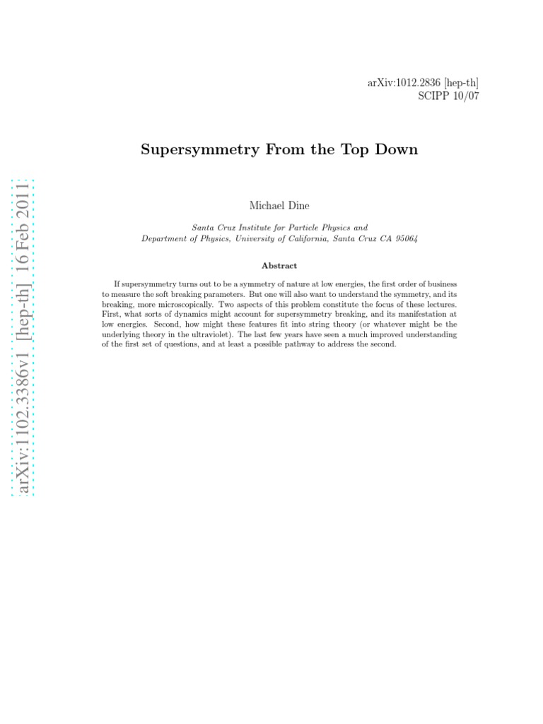Supersymmetry and String Theory | PDF | Theoretical Physics | Particle ...