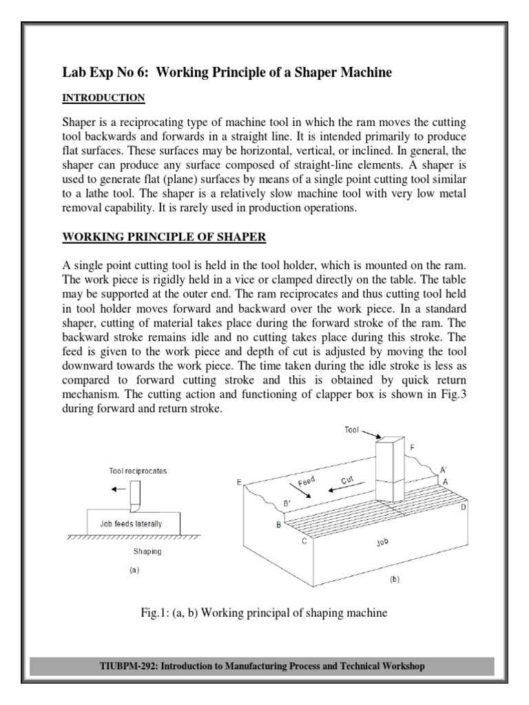 Shaper Machine: Working Principle & Ops | PDF | Machines | Mechanical ...