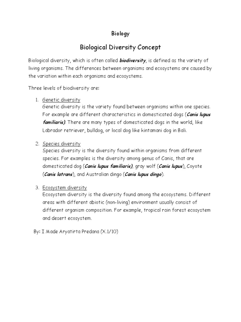 Understanding Biodiversity Levels | PDF