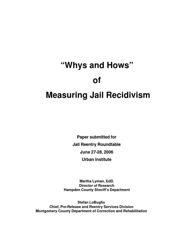 Measuring Jail Recidivism | Download Free PDF | Recidivism | Prison