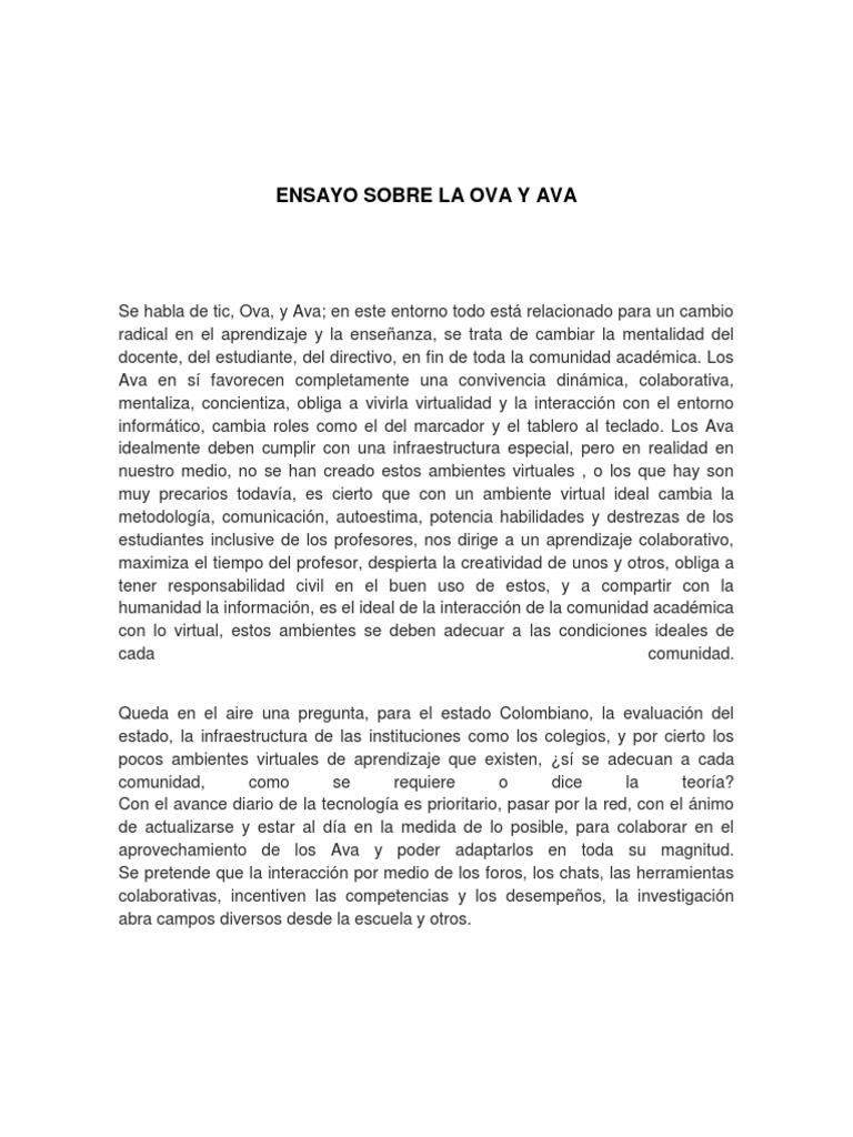 Ensayo Sobre La Ova y Ava | PDF