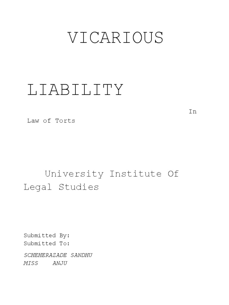 Vicarious Liability | Vicarious Liability | Negligence