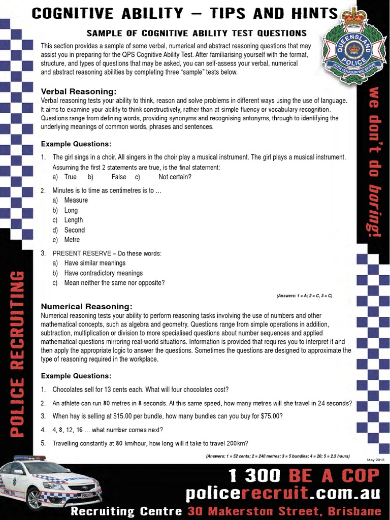 Cognitive Ability Sample Questions | Download Free PDF | Reason | Cognition