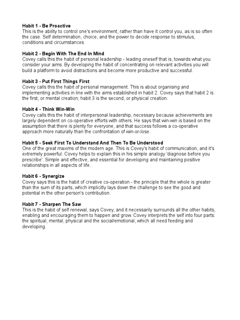 Habit 1 - Be Proactive | PDF